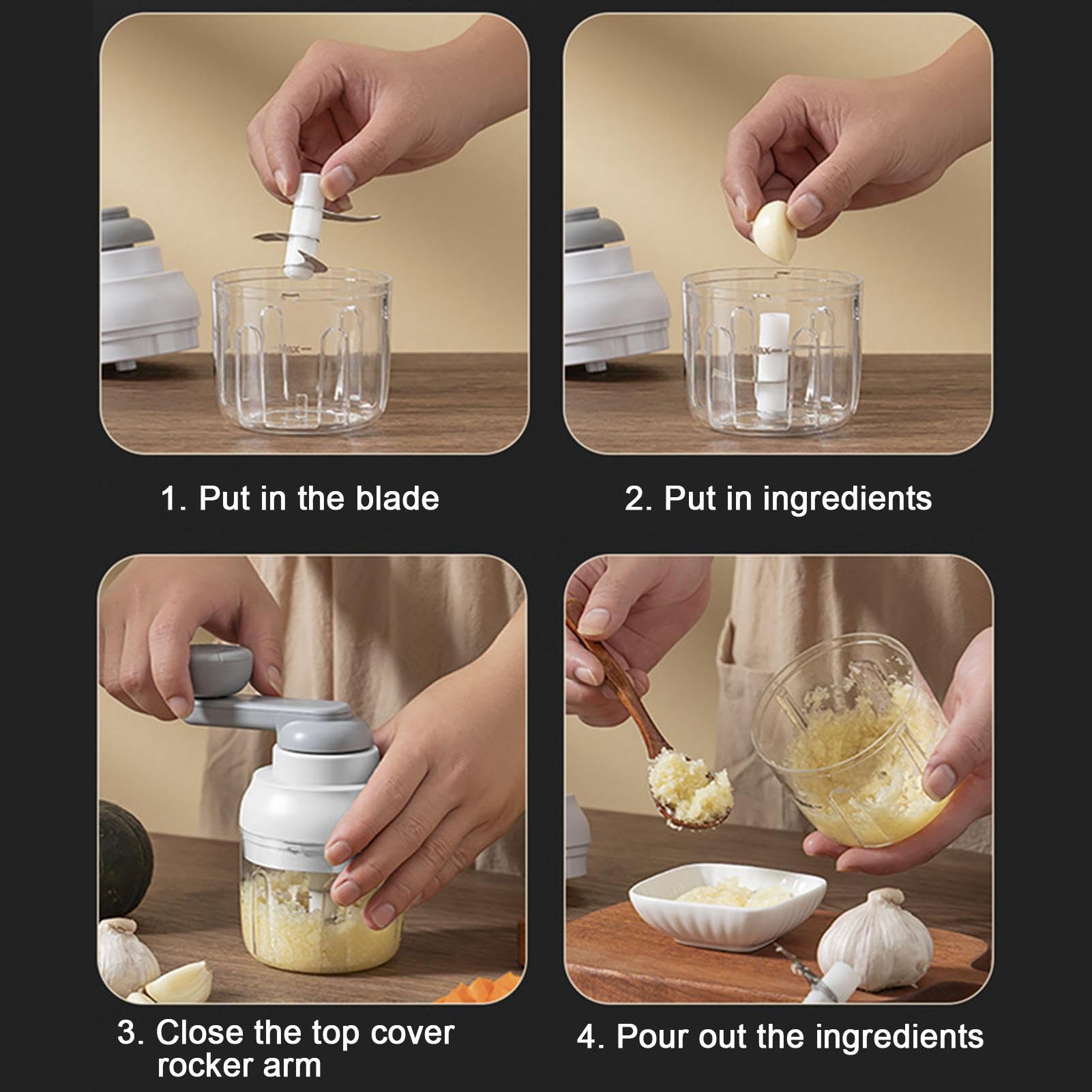 Food Processor, Electric Garlic Blender, Portable Mini Food Processor, Mini Portable Veggie Chopper, Rechargeable Vegetable Chopper Blender, Wireless Food Processor for Ginger, Chili, Fruits, Veggie