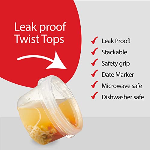 PLASTICPRO 12 Pack Twist Cap Food Storage Containers with Clear Screw on Lid- 16 oz Reusable Meal Prep Containers - Freezer and Microwave Safe Clear Plastic Food Storage