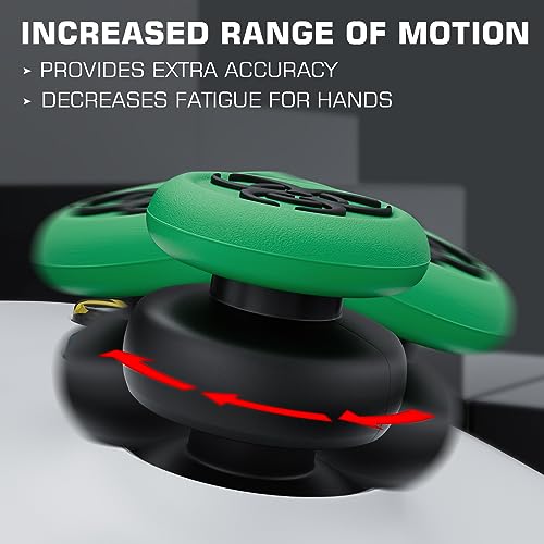 PlayRealm NO Falling Off Thumbstick Extender & Silicone Grip Cover 2 Sets for Xbox Series X/S & Xbox One S/X Controller(BH Green)