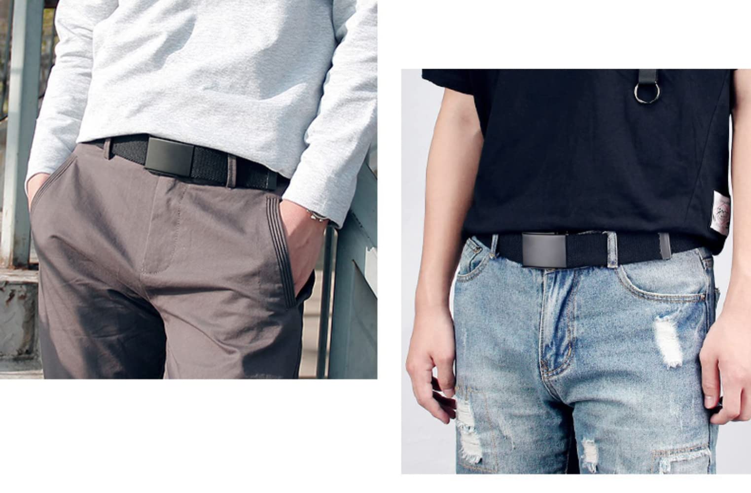 Gelante Fully Adjustable Canvas Web Belt with Black Flip Top Buckle 50'' Long 2053-Black