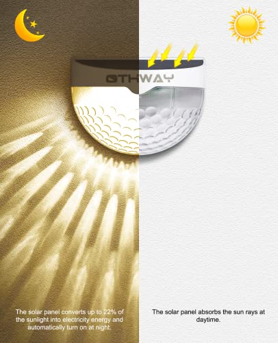 OTHWAY Solar Fence Post Lights Wall Mount Decorative Deck Lighting, White, 4 Packs