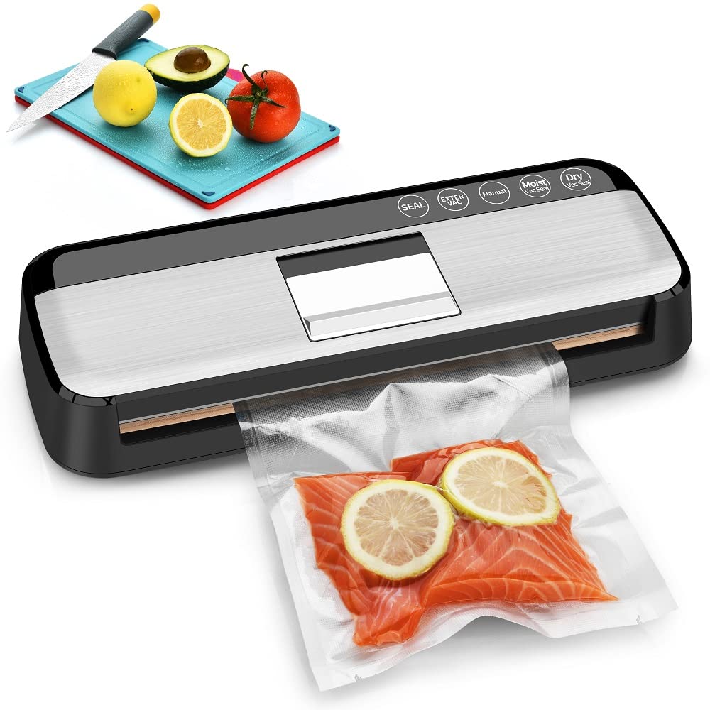 Food Vacuum Sealer Machine Powerful Suction - Automatic Food Sealer Vacuum Sealer for Food Preservation - Dry Moist Mode Led Indicator Lab Tested - With Jar Bottle Can Sealing External Port