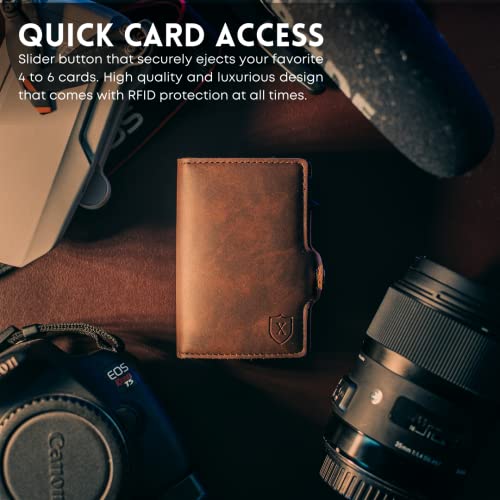 Xclusive Leather Slim Wallet with Smart Tracker | Utilitarian Smart Card Built-in 2 Year Battery & Minimalist Wallet with Money Clip | Blend of Luxury & Utility