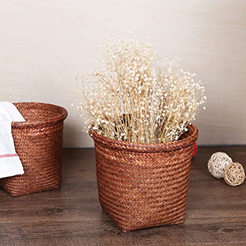 SAFIGLE s Small Trash Can Wastebasket Trash Container Woven Waste Basket Trash Bin for Home, Office, Bathroom, Kitchen, Dorms, Under Desk, 26/28/33CM Tiny Trash Can Desk Accessories