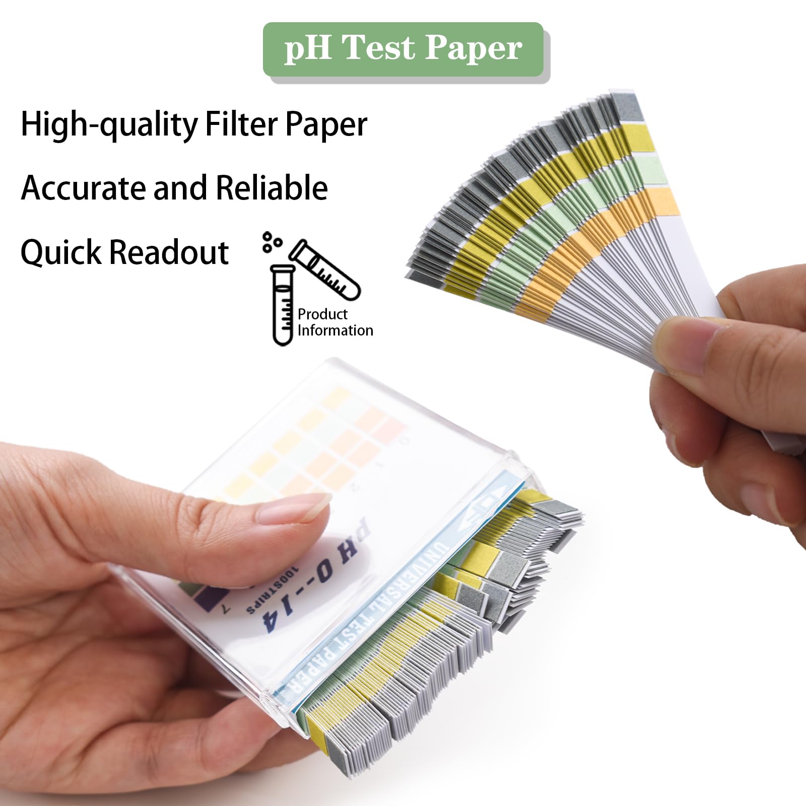 pH Test Strips, 100Pcs Litmus Paper pH Test Strips, 0-14 pH Strips for Urine and Saliva Testing, pH Balance Test, pH Soil Tester for Water Food Aquarium Fish Tank pH Test