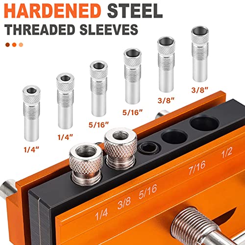 Self Centering Dowel Jig Kit,Drilling Guide Bushings Set Aluminum Alloy Anodized 4 Holes Drill Positioner Puncher Locator Joints Tool For Woodworking