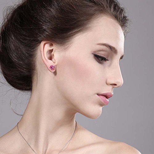 Gem Stone King 14K Yellow Gold Mystic Pink Topaz Stud Earrings | 2.00 Cttw | Gemstone Birthstone | Round 6MM |Gold Earrings for Women