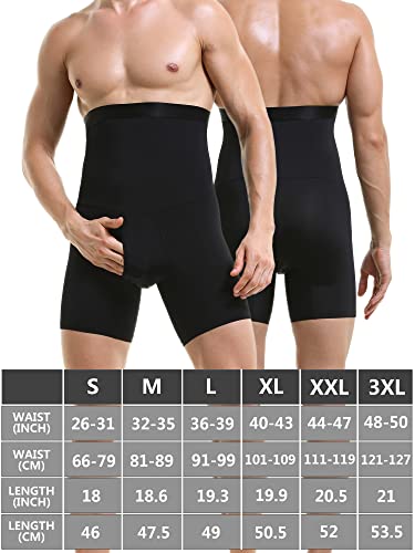 SHIONF Men Tummy Control Shorts High Waist Underwear Slimming Shapewear Body Shaper Leg Boxer Briefs (Black, Medium)