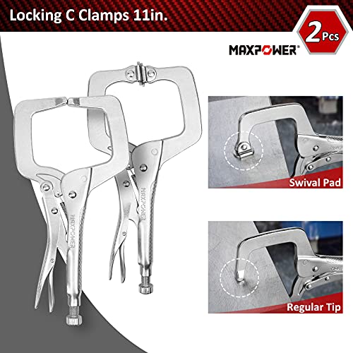 MAXPOWER 15-pieces Locking Pliers with C-clamps Set, Long Nose Pliers, Pinch Off Pliers, Sheet Metal Clamp, U Shaped Pliers with Tool Bag for Storage