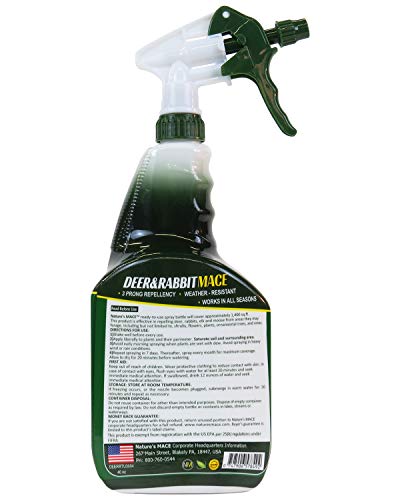 Nature's MACE Deer & Rabbit Repellent 40oz Spray/Covers 1,400 Sq. Ft. / Repel Deer from Your Home & Garden/Safe to use Around Children, Plants & Produce/Protect Your Garden Instantly