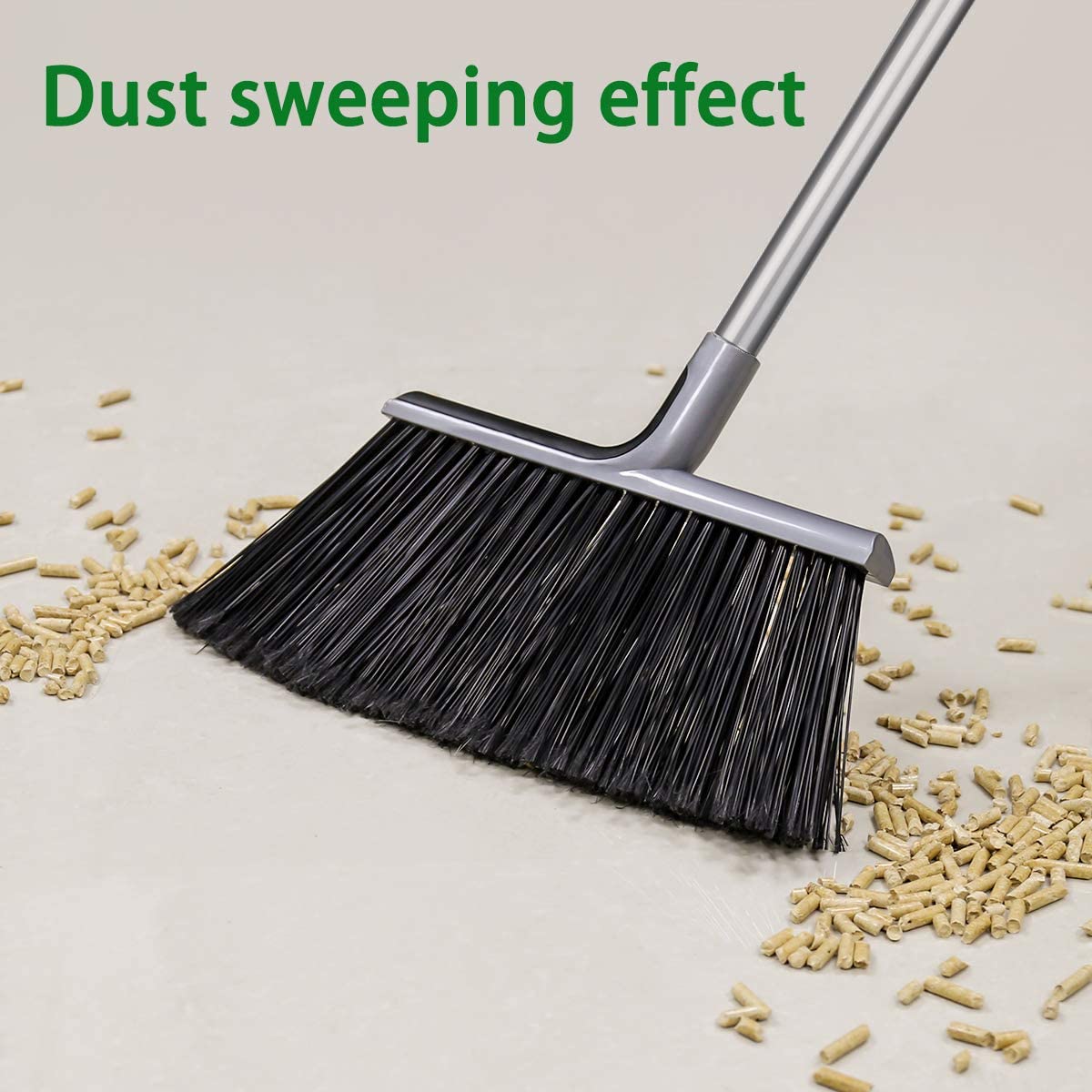 Outdoor/Indoor Broom for Floor Cleaning with 58 inch Long Handle, Angle Brooms Heavy Duty for Home Garage Kitchen Office Courtyard Lobby Lawn Concrete