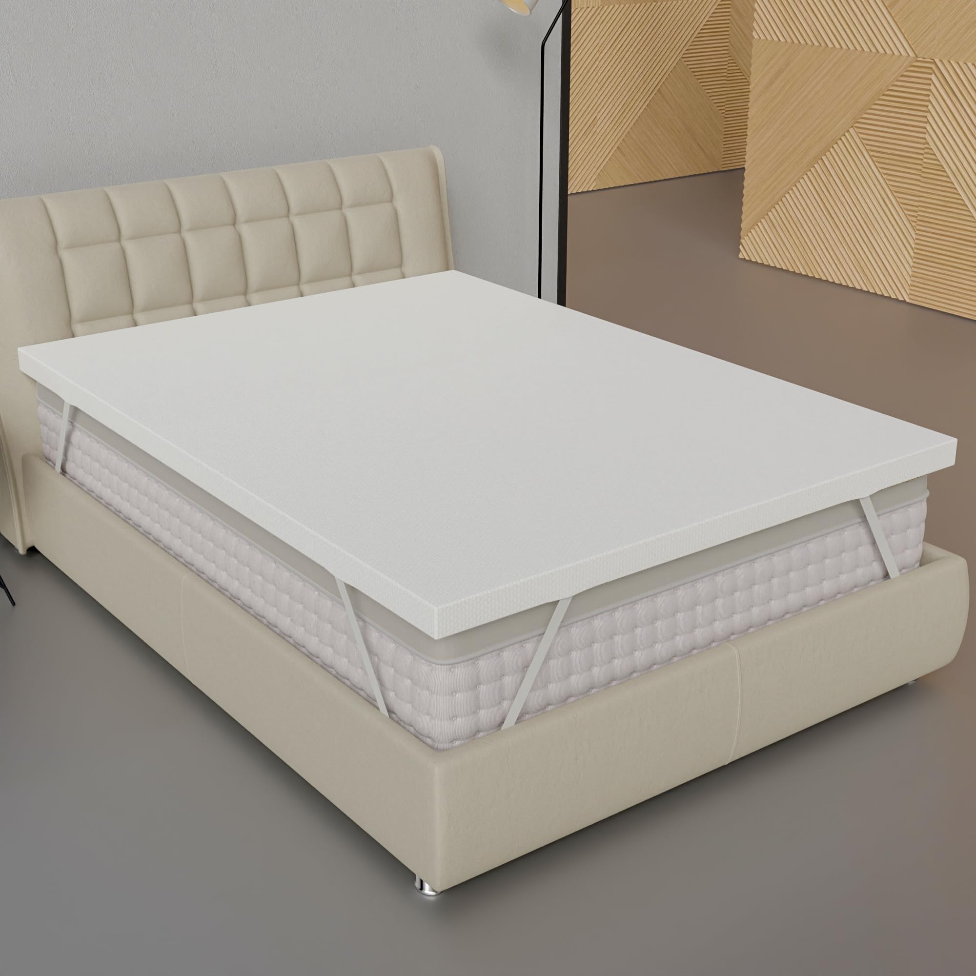 Nutan, 1-Inch Medium Firm Mattress Toppers with Breathable Cover, Cooling Mattress Pad for Back Pain, Soft and Removable, Queen, White