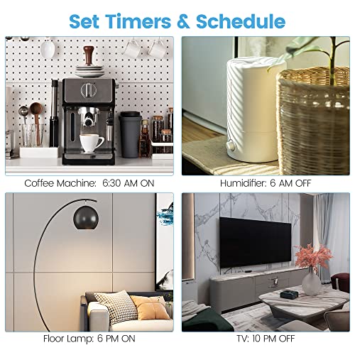 Smart Plug 15A, Alexa Outlets Work with Energy Monitoring, Remote Voice Control & Timer Schedule, No Hub Required, White, 4 Pack