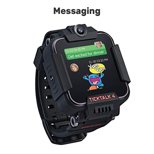 TickTalk 4 Unlocked 4G LTE Kids Smart Watch Phone with GPS Tracker, Combines Video, Voice and Wi-Fi Calling, Messaging, 2X Cameras & Free Streaming Music