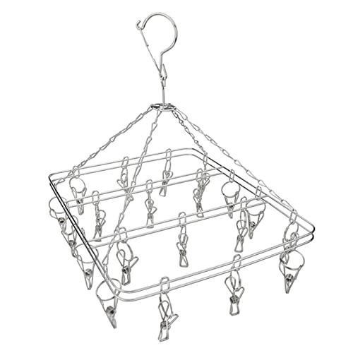 WAIKAS Space Saving Hangers with 20 Clips for Socks Underwear Baby Clothes, 304 Stainless Steel, Wind Proof