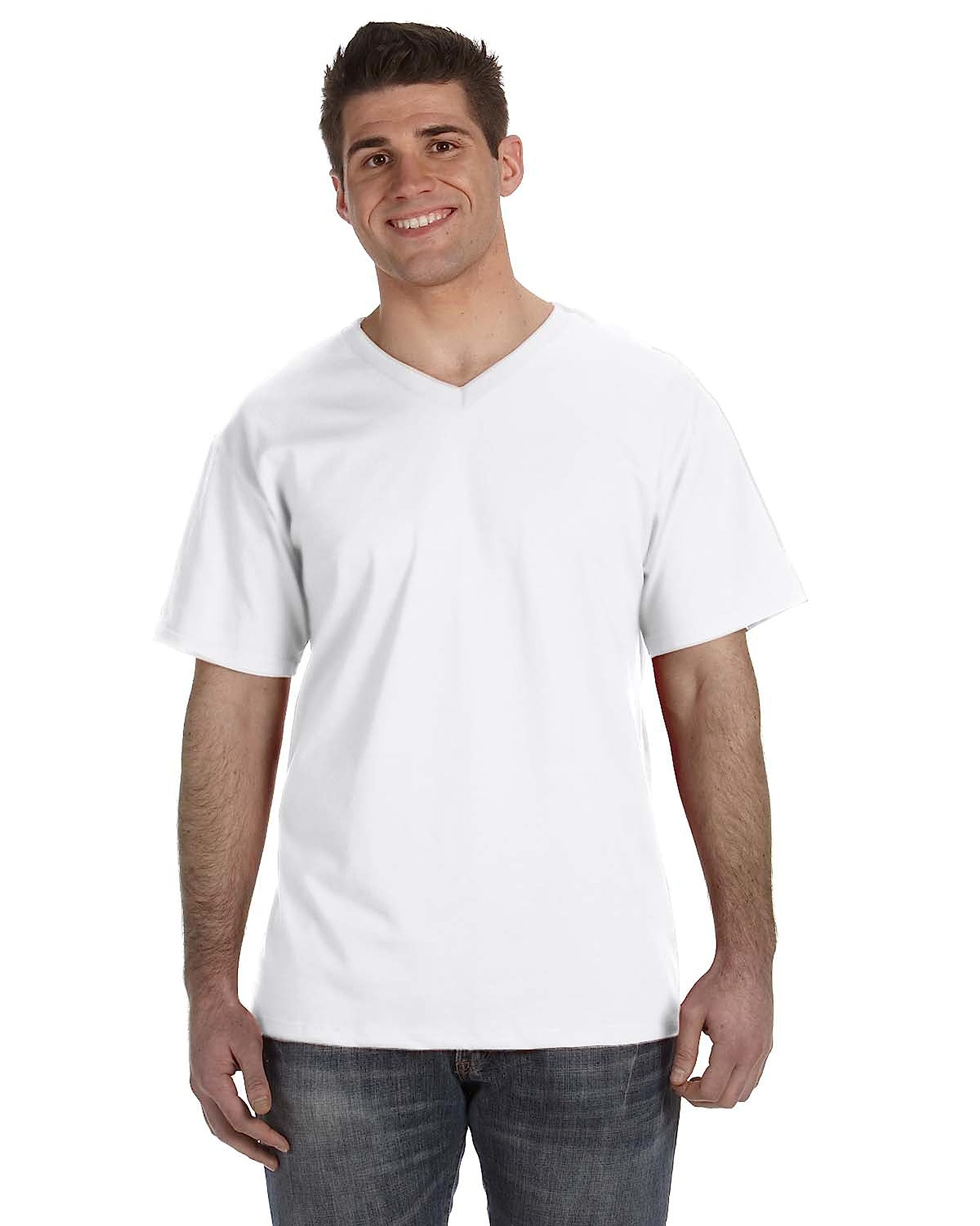 Fruit of the Loom Men's Extended Sizes V-Neck T-Shirt, Black/Gray, XX-Large(Pack of 4)