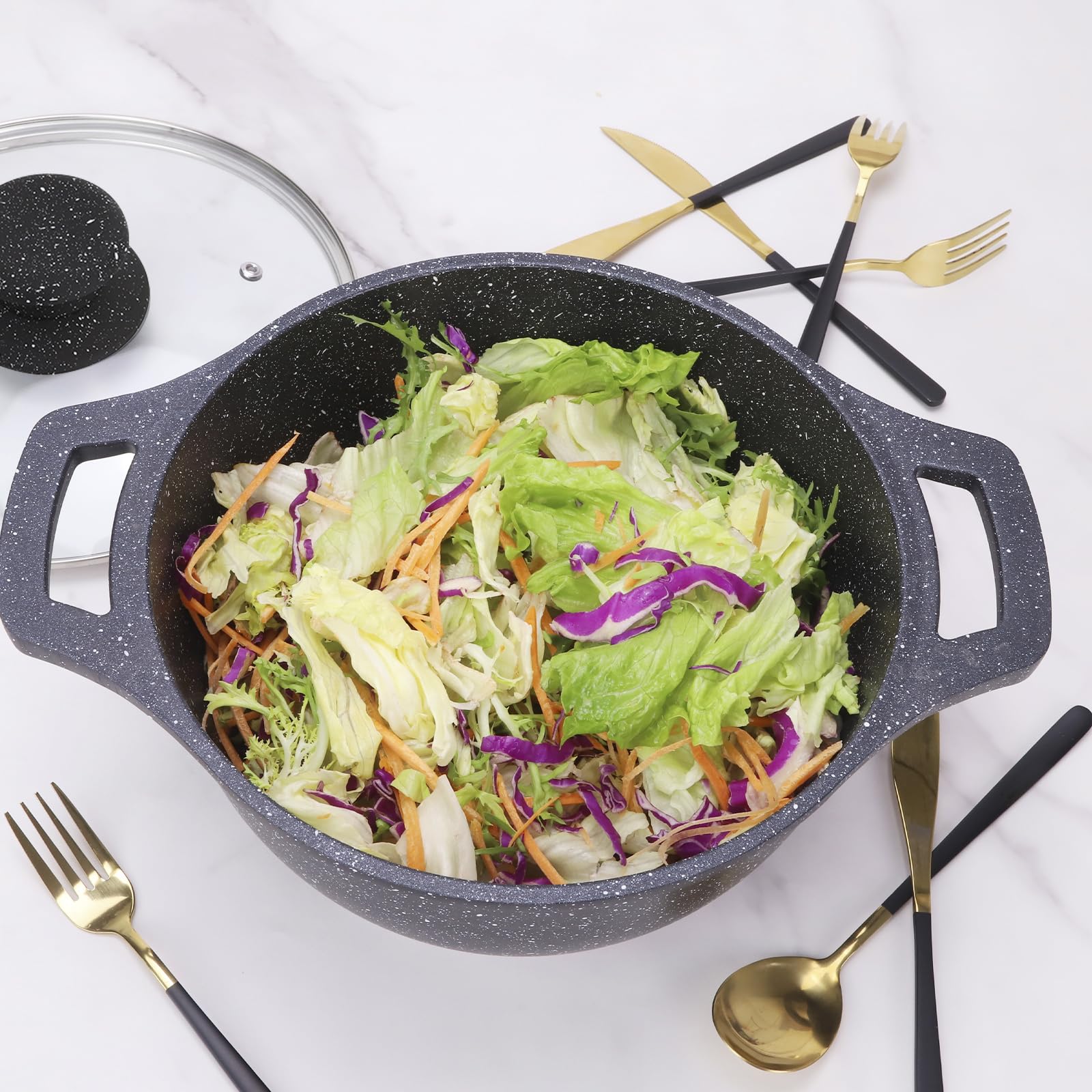Onamisch Nonstick Stock Pot with Lid 7.34 Quart Dish Cookware Compatible with All Stovetops (Gas, Electric & Induction) 11 Inch