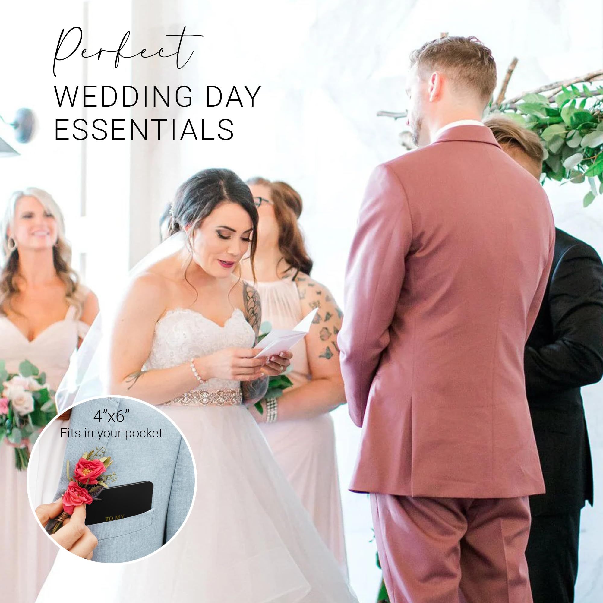 Wedding Vow Books His and Hers, Gold Foil Lettering & Keepsake Sleeve, Wedding Day Essentials, Beautiful His and Hers Gifts for the Bride and Groom (Black & White)