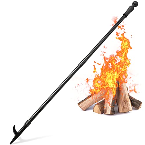Outdoor Fire Poker for Fire Pit, 46 inch Camping Fire Poker for Fire Pit Outside, Heavy Duty Outdoor Indoor Fire Stoker, Firepit Tools Accessories for Party Campfire Black