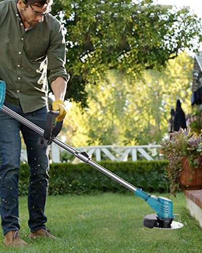 Weed Wacker Cordless 21V, 47" Adjustable String Trimmer, Brush Cutter Lawn Edger Battery Powered 3000mAh, Lightweight Cordless Weed Eater Grass Trimmer for Lawn Trimming Lawn Care