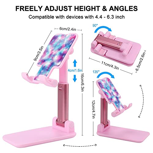 Tie Dye Funny Foldable Desktop Cell Phone Holder Portable Adjustable Stand Desk Accessories