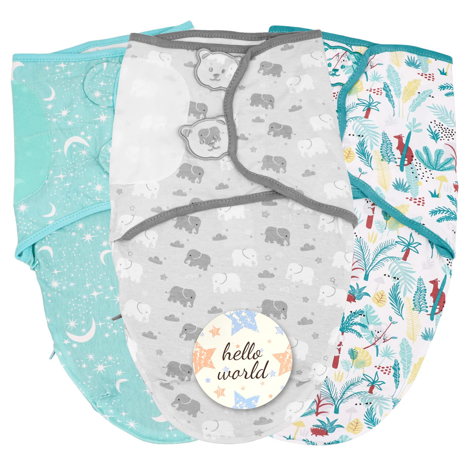 Newborn Swaddle Blanket with Beanie Set,Soft Stretchy Cocoon Sack for 0-3 Months Baby Boys and Girls