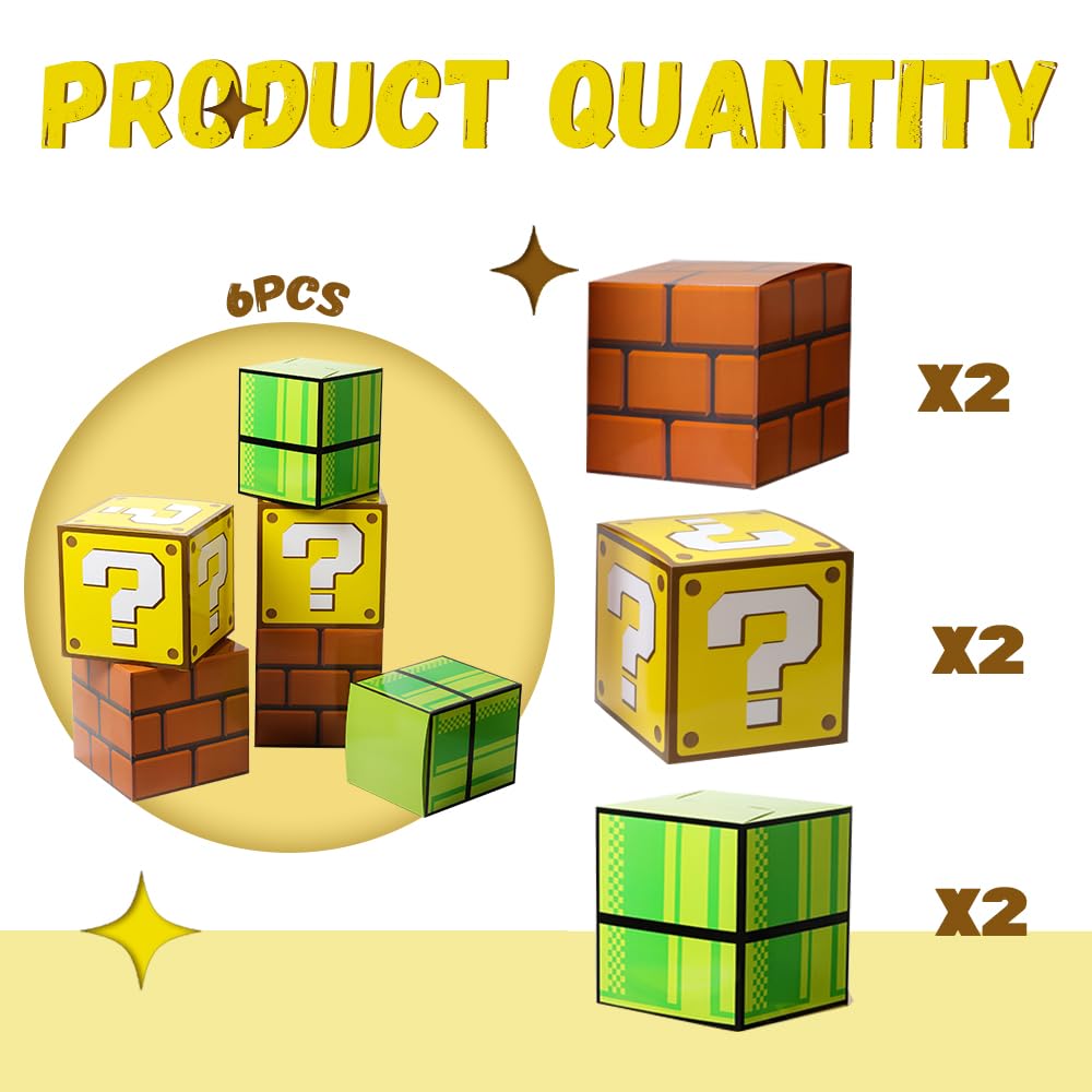 SUYEPER 6PCS Big Party Boxes For Birthday Party Question Boxes Brick Boxes Pipe Boxes For Party Game Party Favor Props Boxes (11.8 x 11.8 Inch)