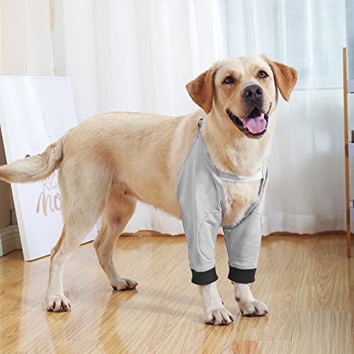 ROZKITCH Dog Surgery Recovery Sleeve for Front Legs, Pet Prevent Licking Wound Elbow Brace Protector, Dog Recovery Suit Cone Collar Alternative for Sprain ACL CCL Arthritis Grey 2XL