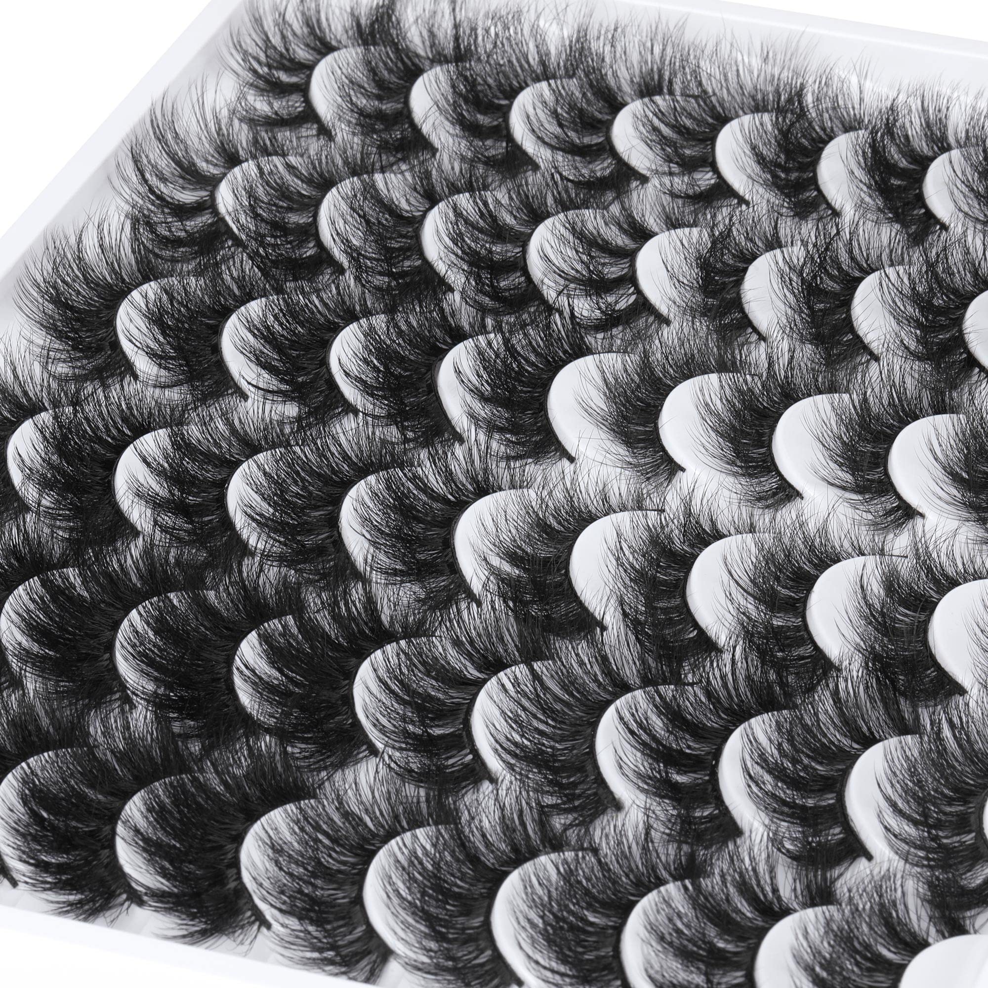 Newcally Fluffy Wispy False Eyelashes 20MM Dramatic Thick 5D Volume Fake Eye Lashes 6 Styles Long Cat Eye Curly Strip Faux Mink Eyelashes 30 Pairs Lashes Multipack Bulk