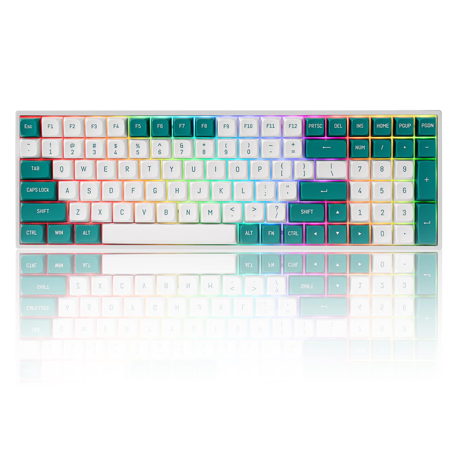 ONE METER Wireless Mechanical Keyboard, RGB Backlit Full Size 100 Keys with Hot Swappable Gateron Switches and PBT Keycaps, Bluetooth5.0/2.4G/Wired Rechargeable Gaming Keyboard for Mac Windows PC