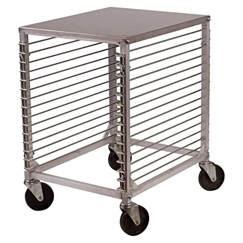 Winco 15-Tier Aluminum Sheet Pan Rack with Hard Top and Wire Slides