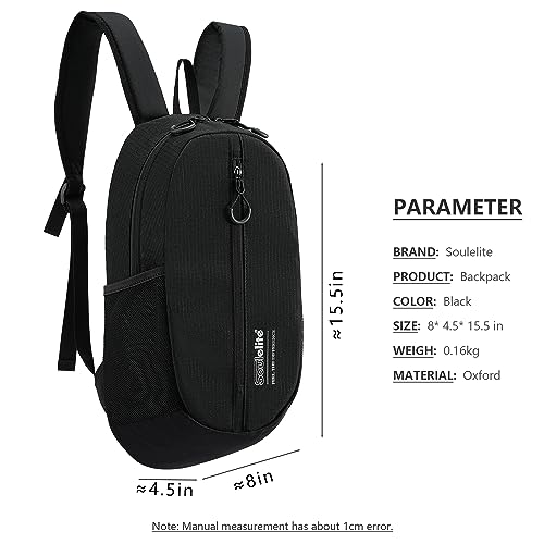 Soulelite Original Design 10L Hiking Backpack, Cycling Shoulder Bag, Lightweight Outdoor Travel Backpack - Suitable for Travel, Camping, Cycling(BLACK)