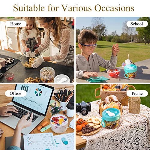 Overnight Oat Containers with Lids and Spoons 2PCS, 20oz Portable Plastic Yogurt Jars, Leak-proof Large Capacity Dessert Cups for Yogurt Breakfast On The Go Cups, Oatmeal Jars Snack Containers