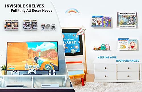 OAPRIRE Clear Acrylic Wall Shelf Set of 2, 10" Floating Book Shelves for Wall, Display Floating Wall Shelves for Bathroom, Bedroom, Kitchen