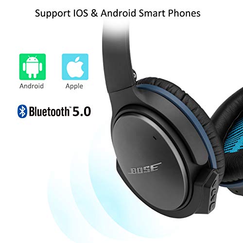 YOCOWOCO Upgraded aptX Wireless Bluetooth Adapter for Bose QuietComfort QC 25 Headphones with Mic/Volume Control, Black