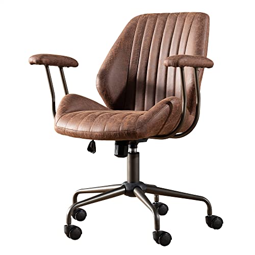 ovios Ergonomic Office Chair Modern Computer Desk Chair Suede Fabric Desk Chair with Armrests for Executive or Home Office (Dark Brown)