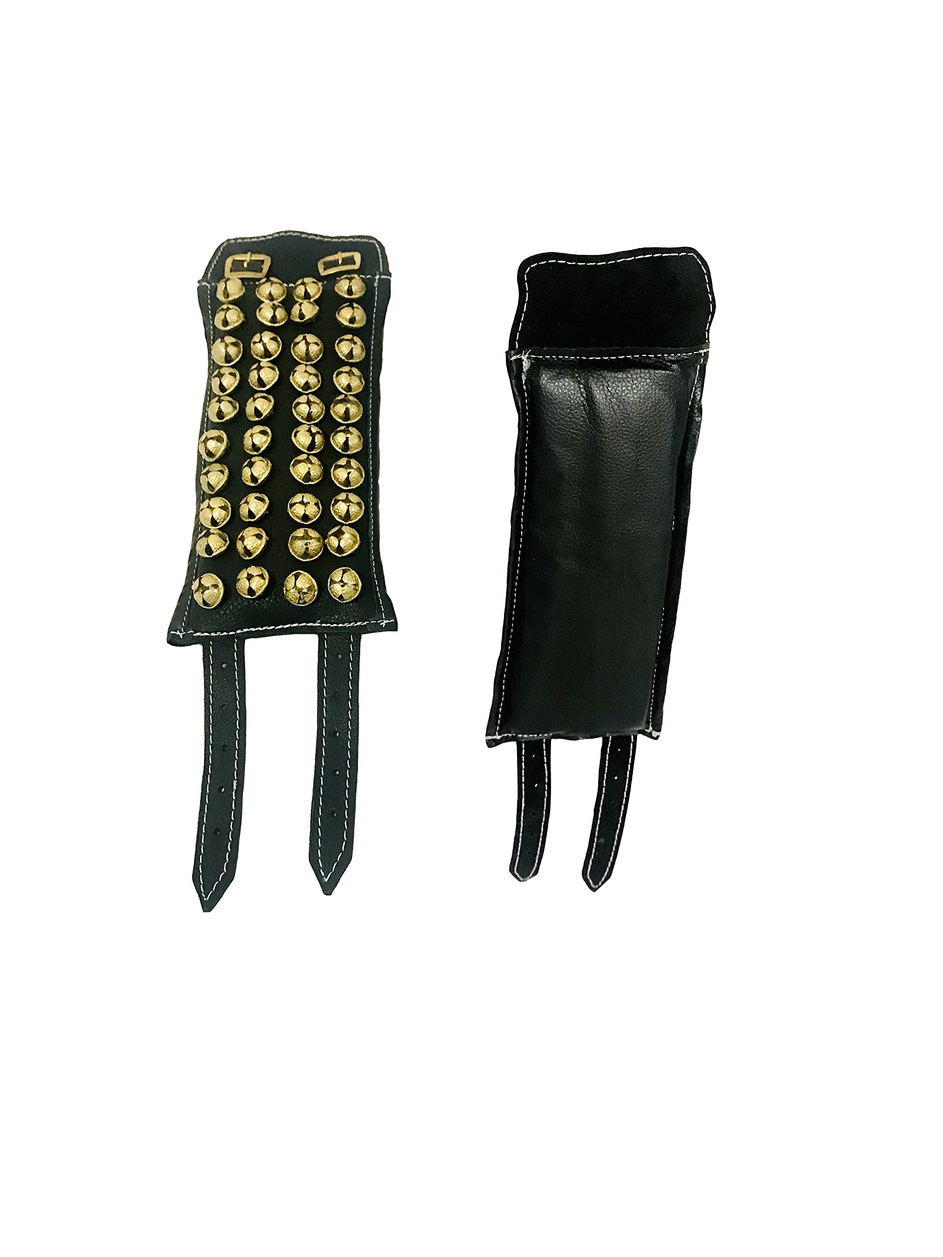 Ghungroo dancing bells ghunghroo bells ankle bells Black leather pad pair Four Line Ghungroo (40+40) Dance Accessories Kathak (16 NO.) musical anklet for Bharatnatyam classical Indian dancers