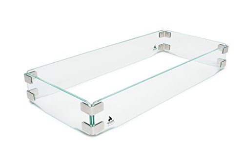 Outland Fire Table Tempered Glass Wind Guard Fence for Outland Series 401/403 Outdoor Propane Fire Pit Tables, Rectangular 29-Inch x 13-Inch x 4.5-Inch - Thick 5/16-Inch Safety Barrier Clear
