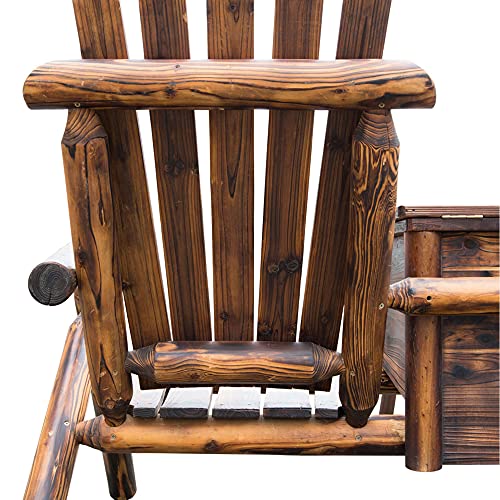 Outsunny Double Wooden Adirondack Chair with Ice Bucket, Outdoor Loveseat with High Backrest, Smooth Armrest, Rustic Brown