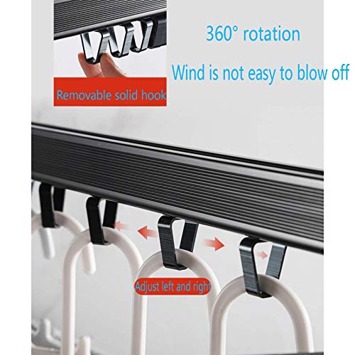 Wall-Mounted Collapsible Clothes Pole Outdoor Balcony Multifunctional Clothes Hanger Invisible Folding Drying Hanger Adjustable(Color:Black,Size:52.5x8.4x18cm)