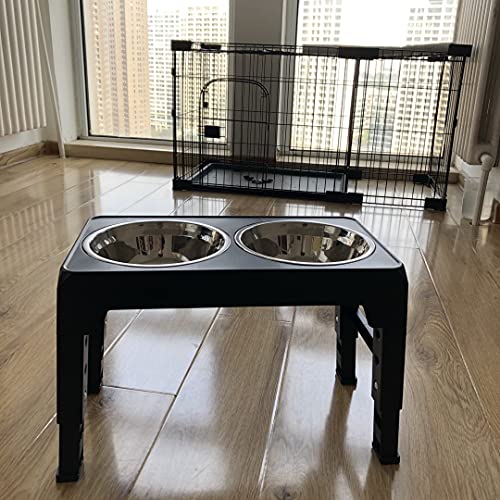 PANZZDA Elevated Dog Bowls Adjustable Raised Stand with Double Stainless Steel Food Bowls Adjusts to 4 Heights 3.1โ, 8.6โ, 10.2โ, 11.8โ, for Small Medium Large Dogs and Pets