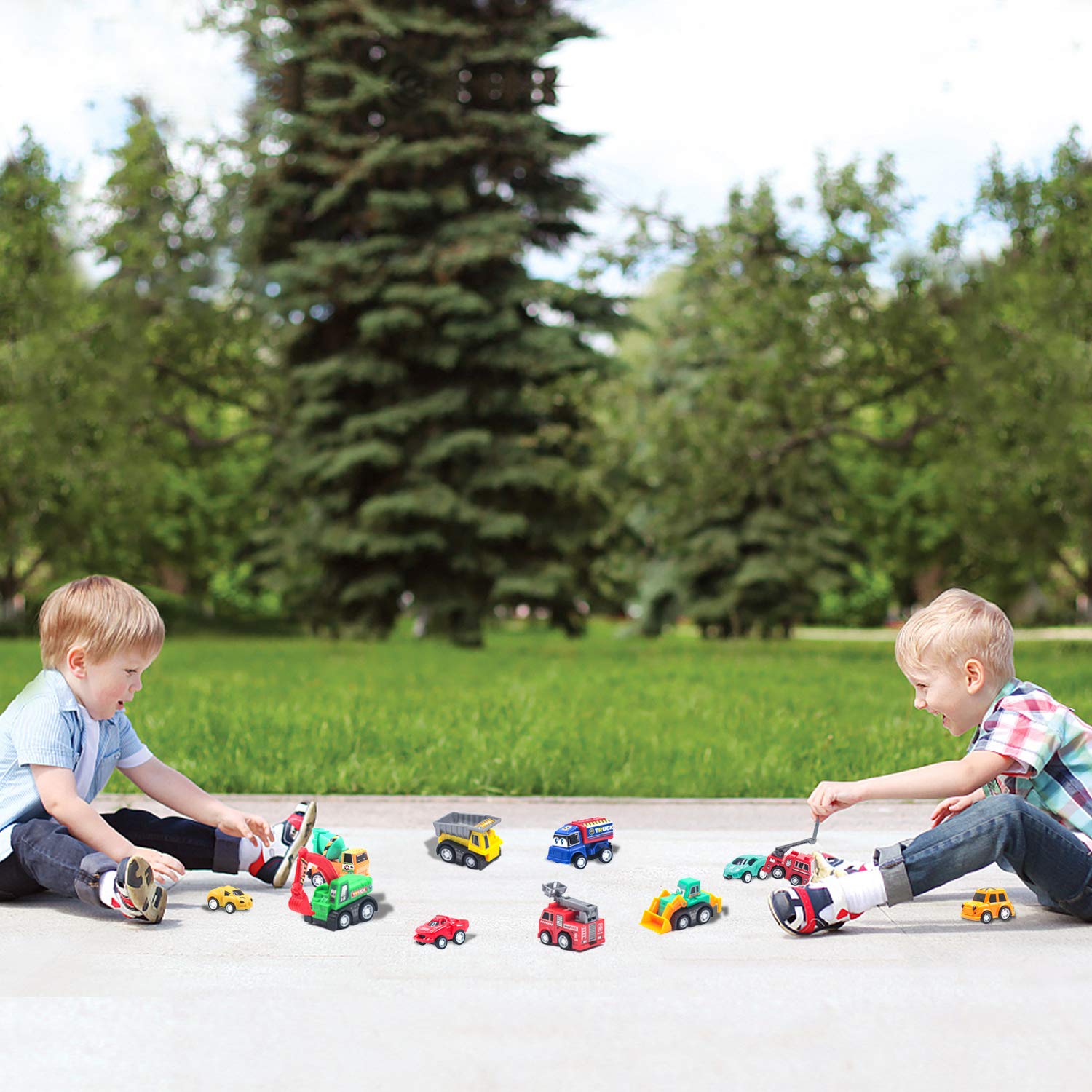 FRETOD Pull Back Vehicle, 20 Pcs Pull Back Toy Cars, Pull and Go Toy Cars for Toddlers and Kids