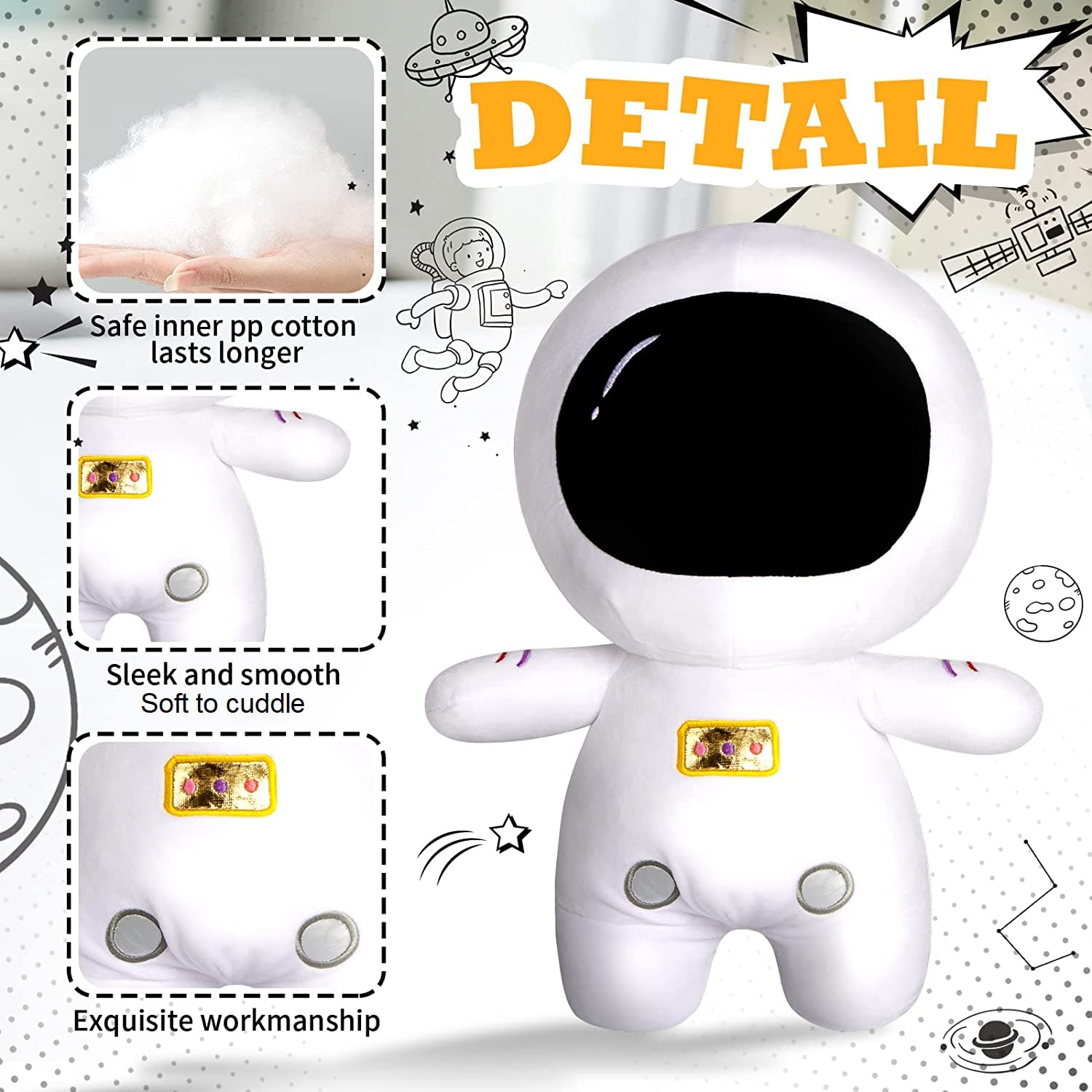 Stuffed Astronaut Toy Plush for Kids - Soft, Cuddly Spaceman Body Pillow for Outer Space Themed Room Decor & Bedtime Gifts