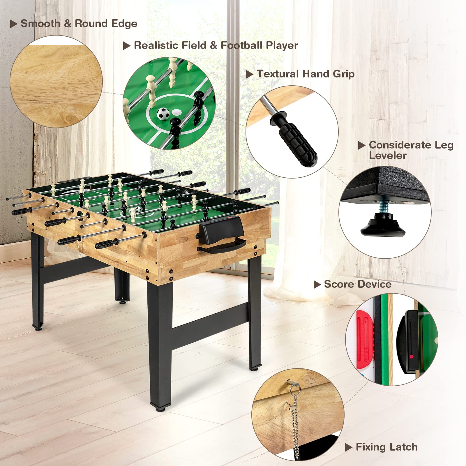 Giantex 10-in-1 Multi Game Table, Combo Game Table Set w/Hockey, Foosball Pool Ping-Pong Chess Cards Checkers Bowling, Shuffleboard, Backgammon, Adult Size Foosball Table for Game Room, Family