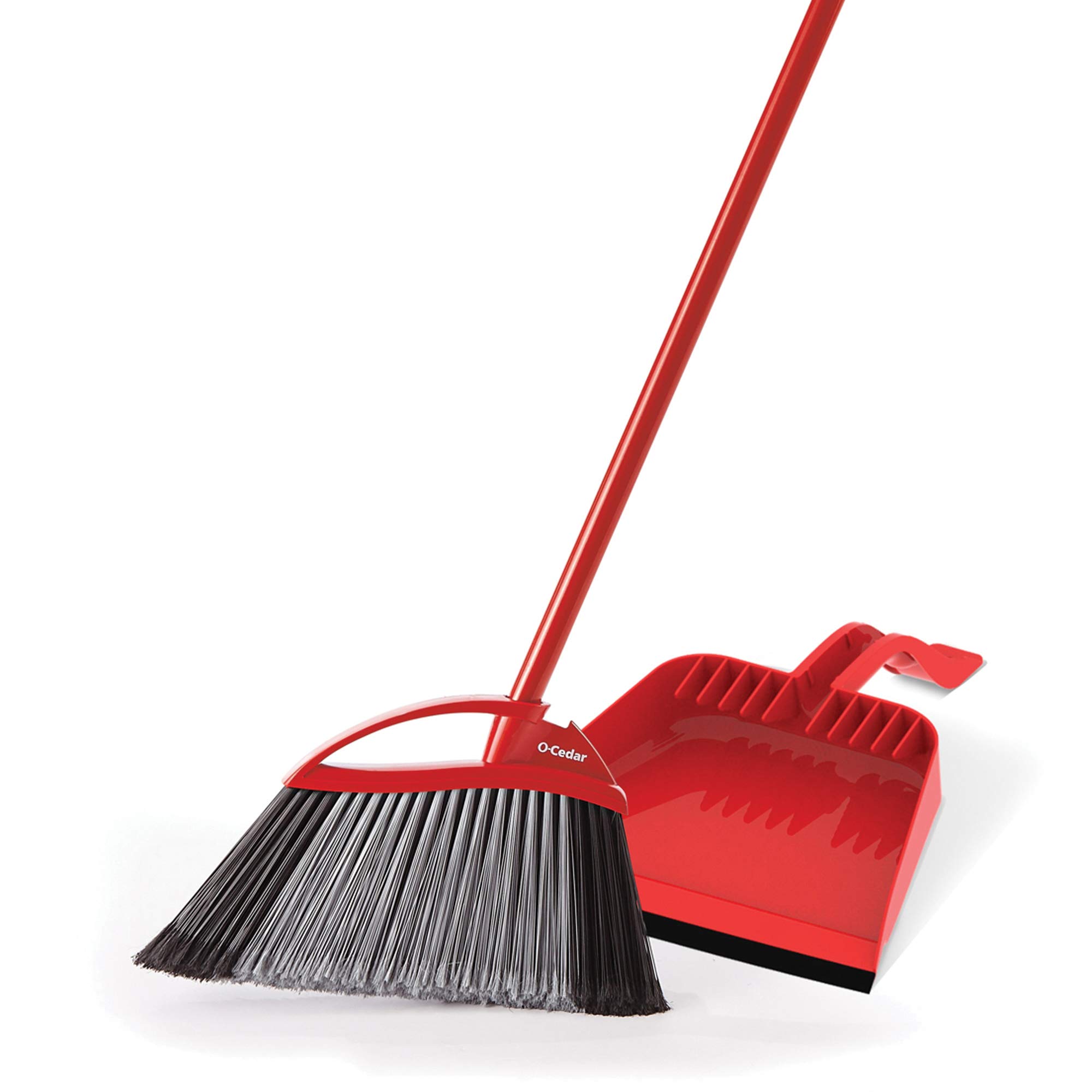 O-Cedar Easywring Microfiber Spin Mop & Bucket Floor Cleaning System with 1 Extra Refill,Red/Gray and O-Cedar Pet Pro Broom & Step-On Dustpan PowerCorner, Red Bundle