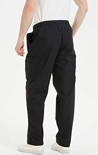 VOGRYE Men's Scrubs Pant Cargo Scrubs Pant with Poctets (M, Black)