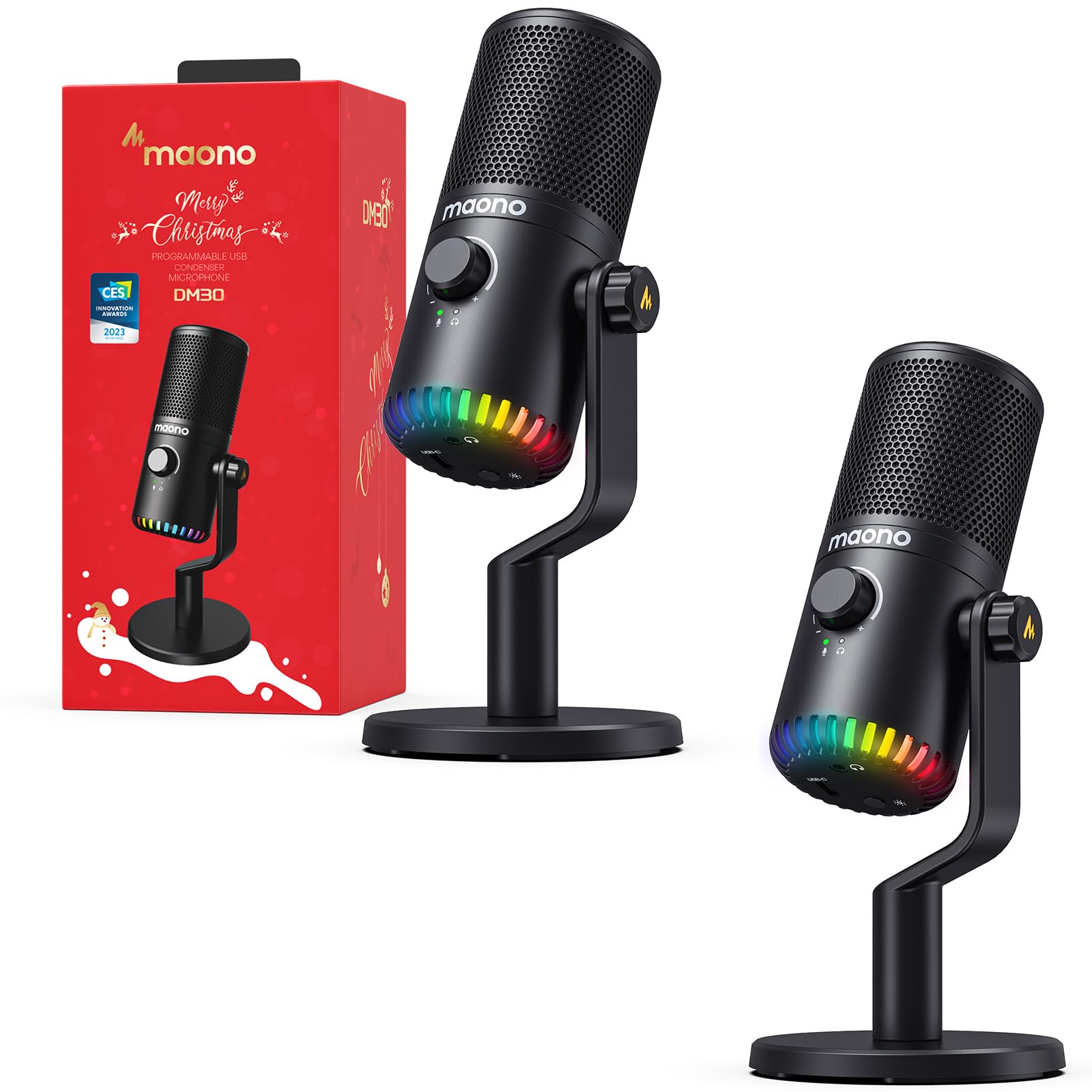 MAONO USB Gaming Microphone for PC, Programmable Condenser Mic with RGB Light, Mute, Gain, Monitoring, Volume Control for Streaming, Podcast, Twitch, YouTube, Discord, Computer, Mac, PS5, DM30