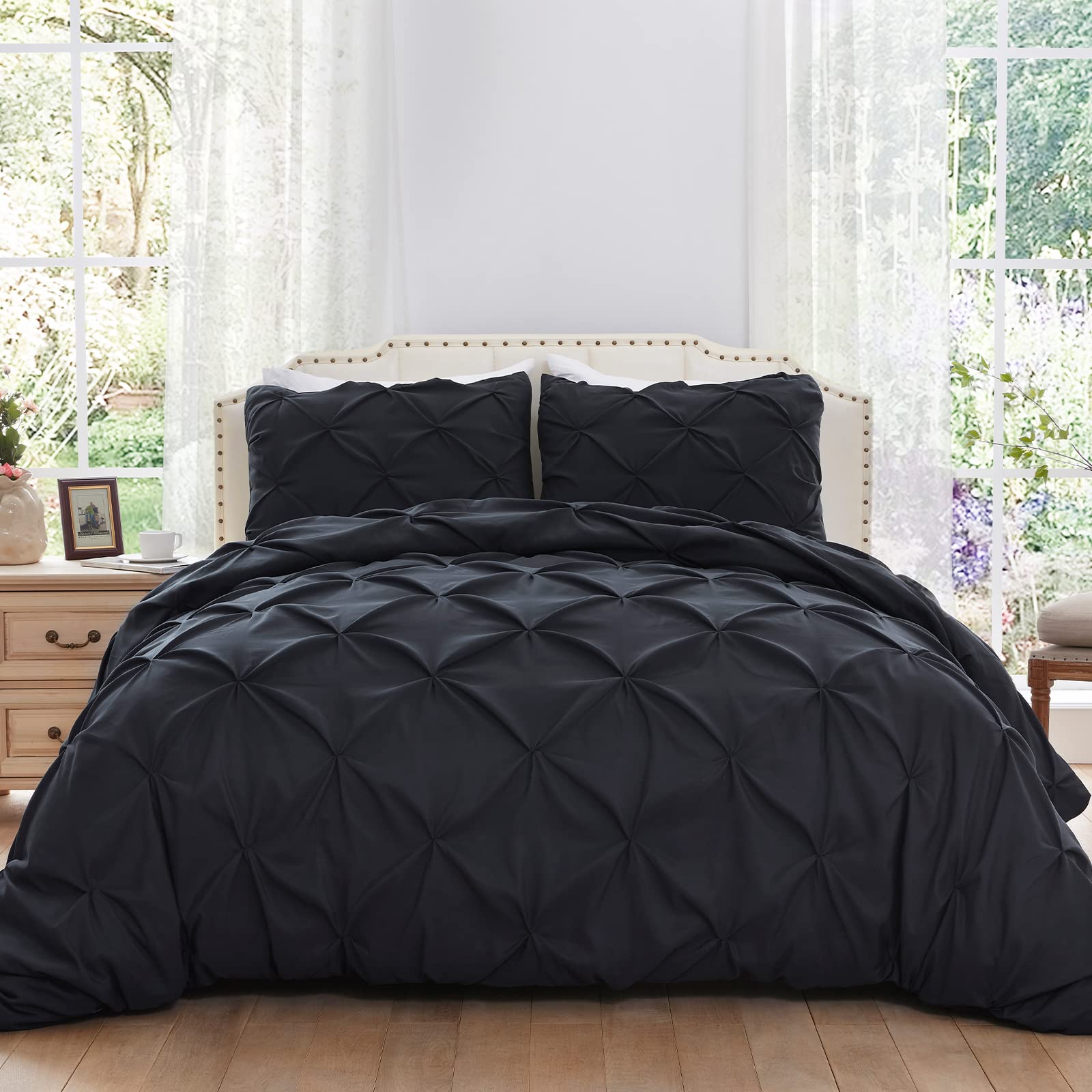 SunStyle Home Duvet Cover Twin Size - Reversible Pintuck Duvet Cover Set with Zipper Closure, Rust 2 Pieces Bedding Set, 1 Duvet Cover 68"x90" and 1 Pillow Sham 20"x26"