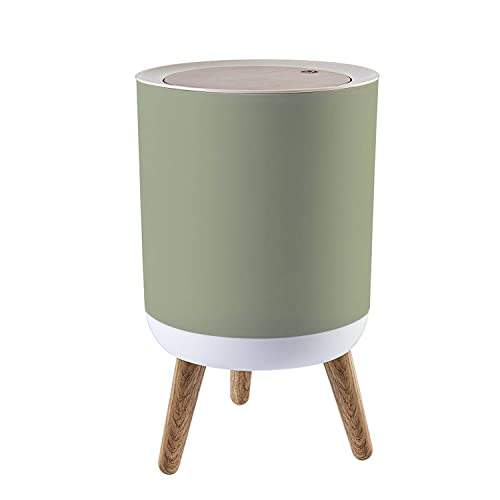 Small Trash Can with Lid for Bathroom Kitchen Office Diaper Plain beautiful sage green solid color a shade grey green color Bedroom Garbage Trash Bin Dog Proof Waste Basket Cute Decorative