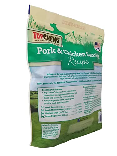 Top Chews Pork & Chicken Sausage Dog Treats 100% Natural 36 OZ